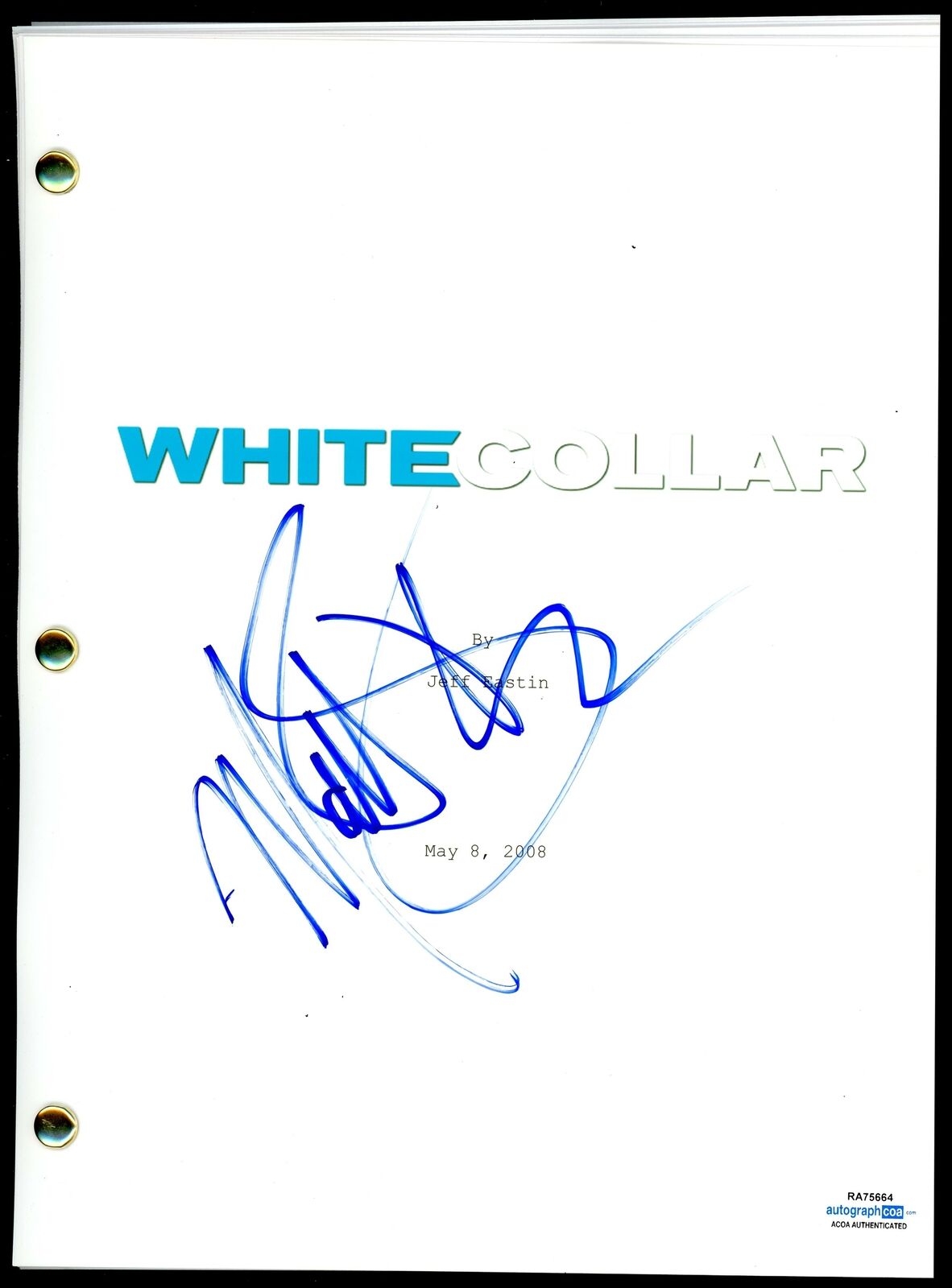 Matt Bomer "White Collar" AUTOGRAPH Signed Full Complete Pilot TV ...