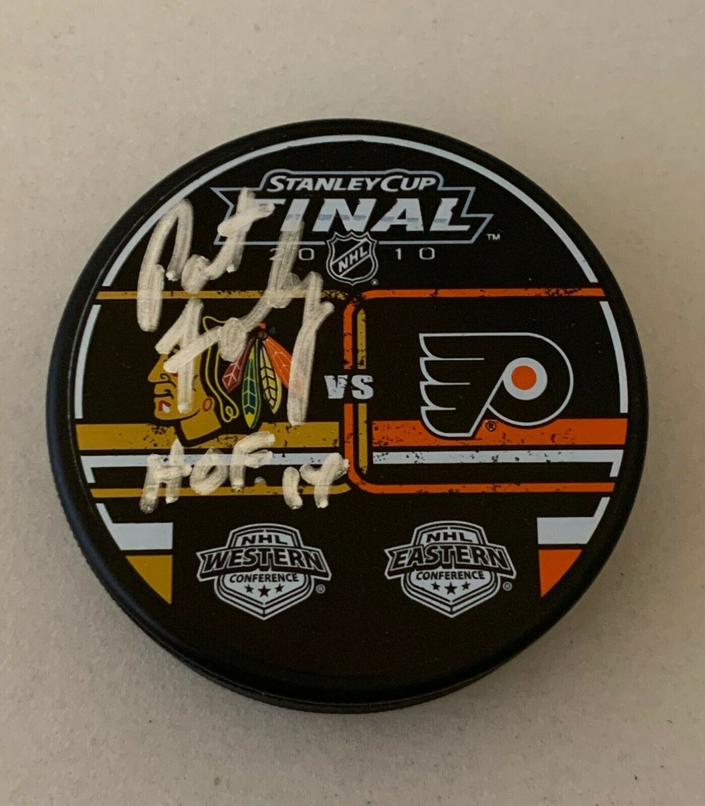 Pat Foley signed Chicago Blackhawks 2010 Stanley Cup Final puck ...