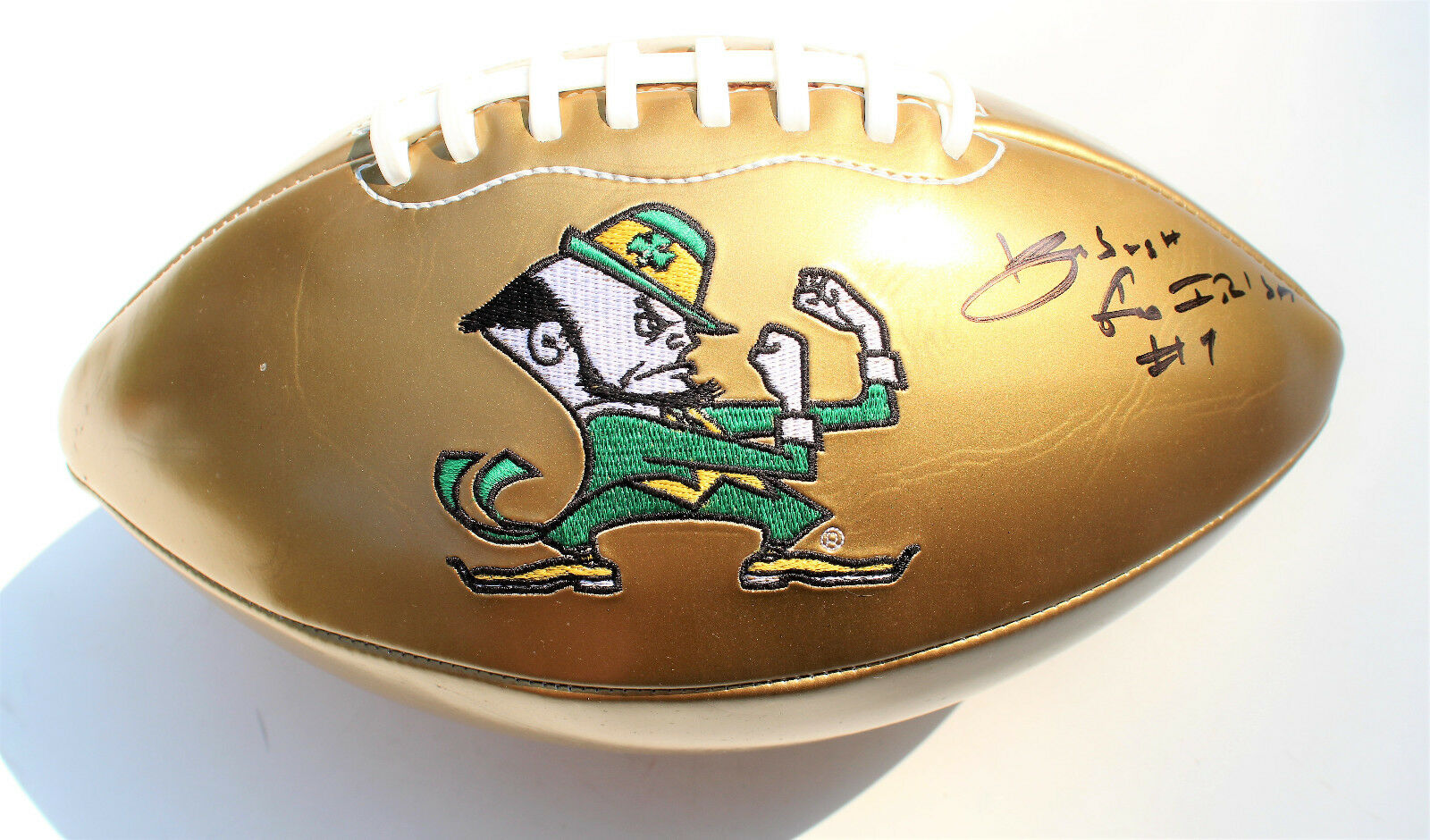 Brandon Wimbush Signed Notre Dame Gold Logo Football w/COA Fighting ...