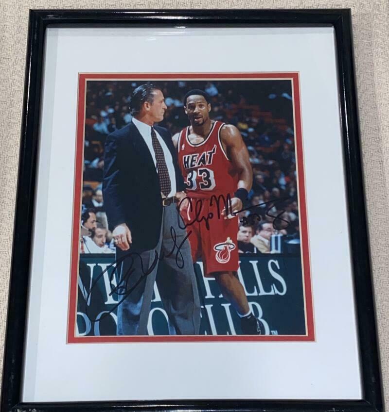 ALONZO MOURNING & PAT RILEY DUAL SIGNED AUTOGRAPH FRAMED 8X10 PHOTO ...