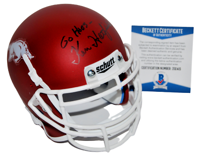KEN HATFIELD signed (ARKANSAS RAZORBACKS) mini football helmet BECKETT ...