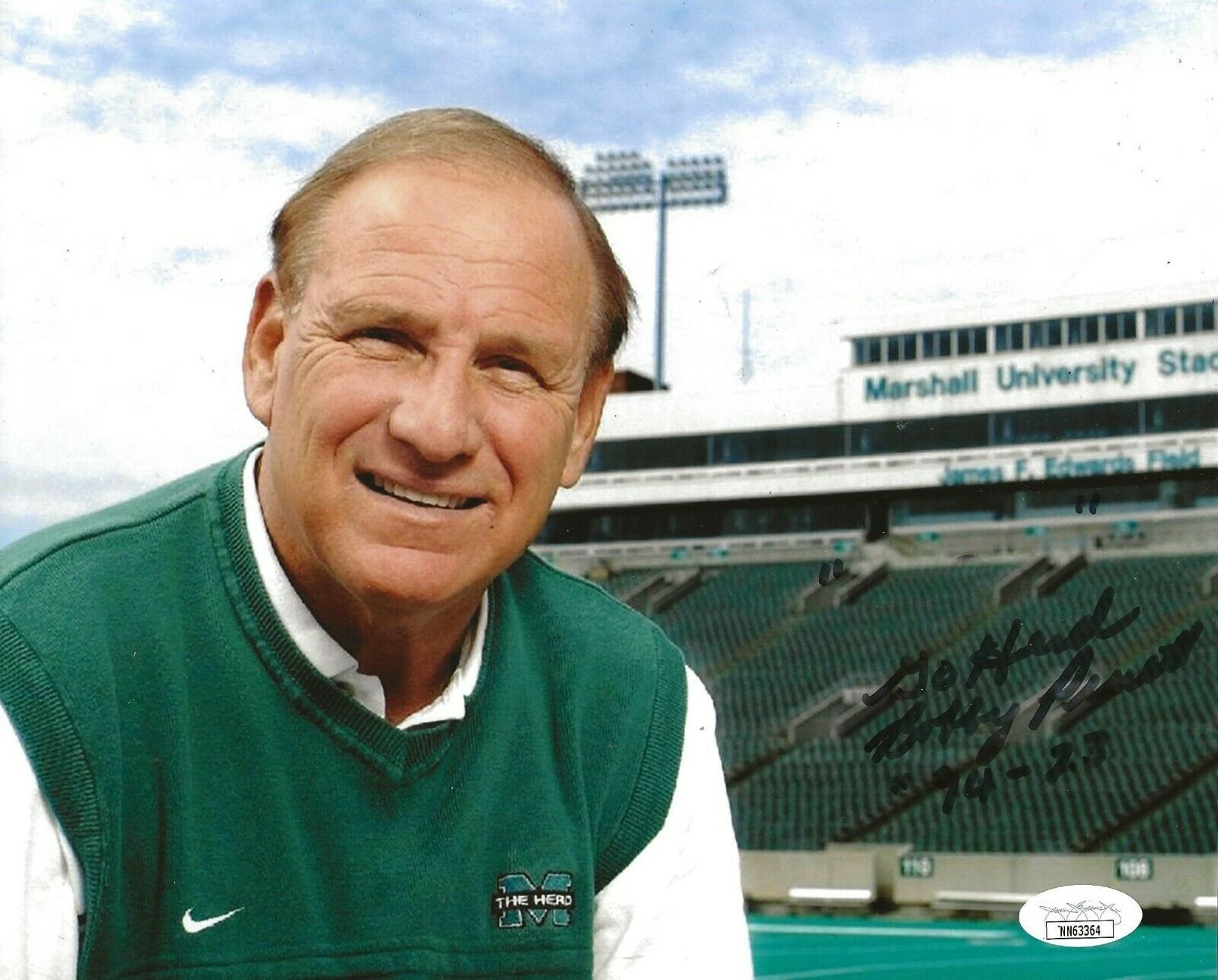 Bob Pruett signed Marshall Thundering Herd 8x10 photo autographed 4 JSA ...