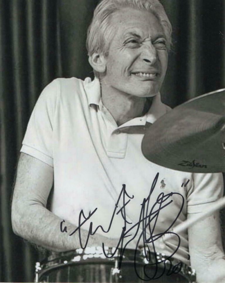 CHARLIE WATTS SIGNED AUTOGRAPH 8X10 PHOTO - THE ROLLING STONES DRUMMER ...