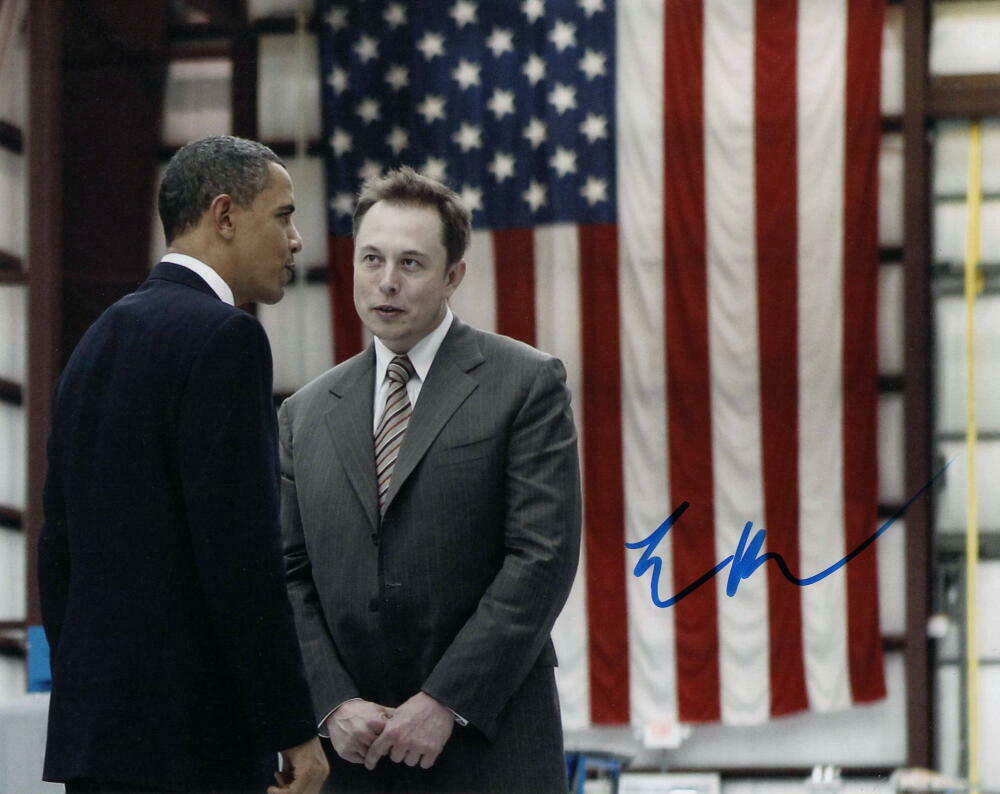 ELON MUSK SIGNED AUTOGRAPH 8X10 PHOTO W PRESIDENT BARACK OBAMA TESLA ...
