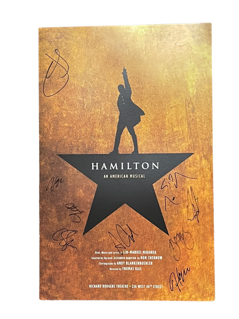 HAMILTON ORIGINAL CAST SIGNED WINDOW CARD LIN MANUEL MIRANDA AUTHENTIC ...