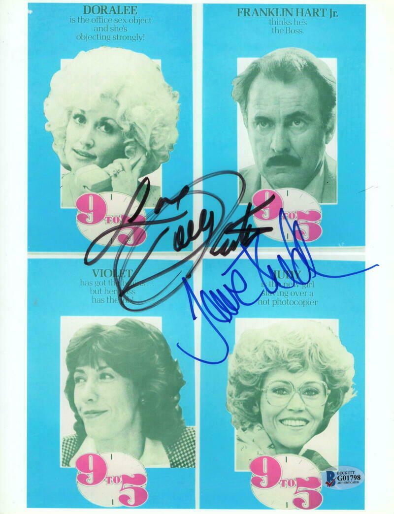JANE FONDA & DOLLY PARTON SIGNED AUTOGRAPH 9 TO 5 MINI POSTER PHOTO ...