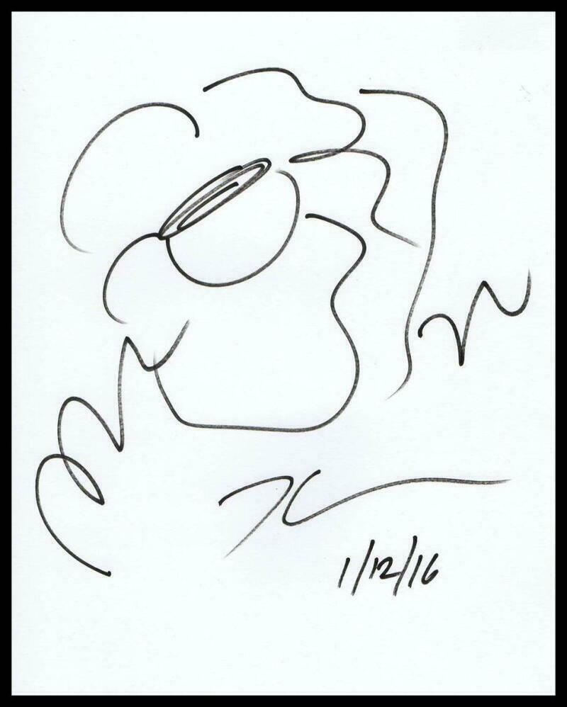 JEFF KOONS SIGNED AUTOGRAPH HAND DRAWN ORIGINAL ART FLOWER SKETCH VERY ...