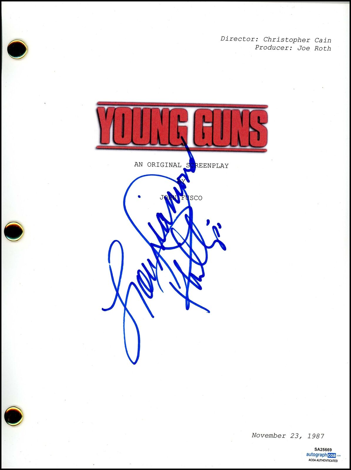 Lou Diamond Phillips "Young Guns" AUTOGRAPH Signed Full Script ...