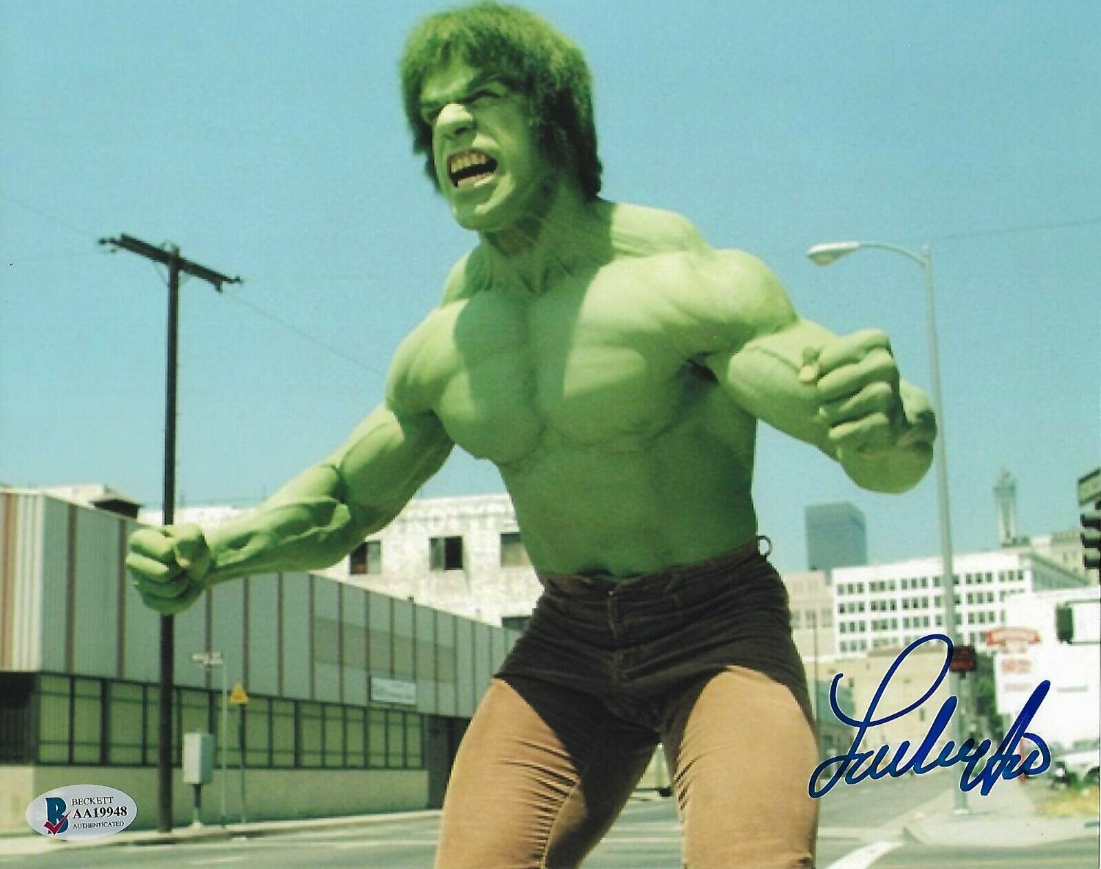 LOU FERRIGNO AUTOGRAPHED SIGNED THE INCREDIBLE HULK BAS COA 8X10 PHOTO ...