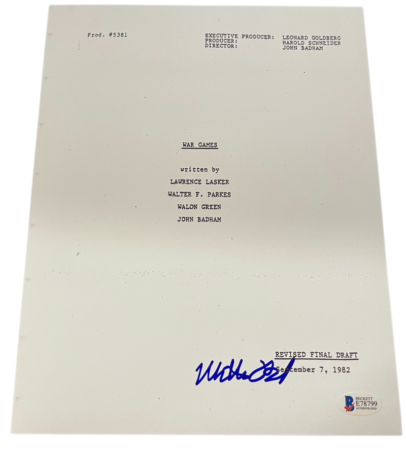 MATTHEW BRODERICK SIGNED WAR GAMES FULL SCRIPT AUTHENTIC AUTOGRAPH ...