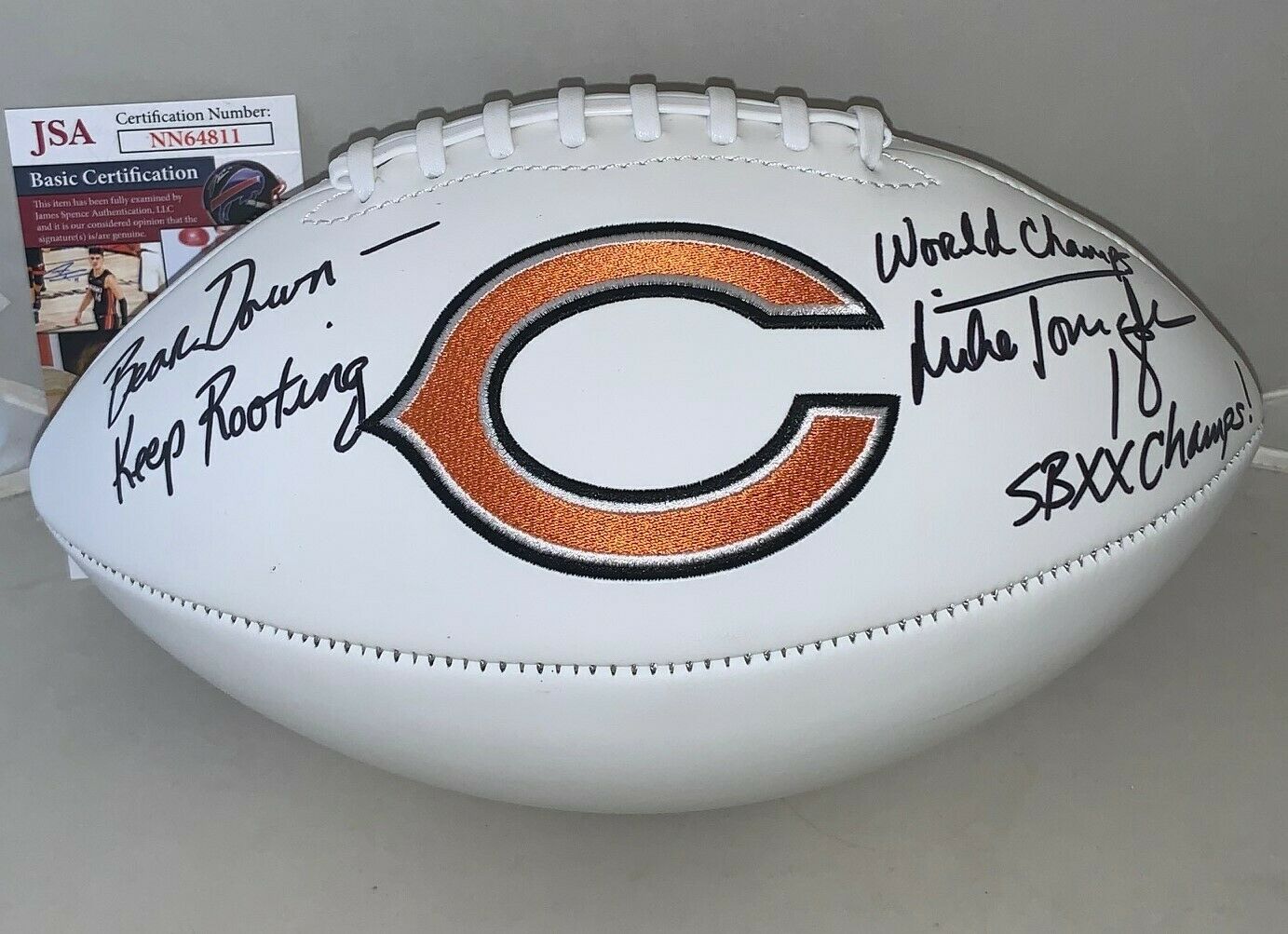 Mike Tomczak signed Chicago Bears Logo Football autographed W ...