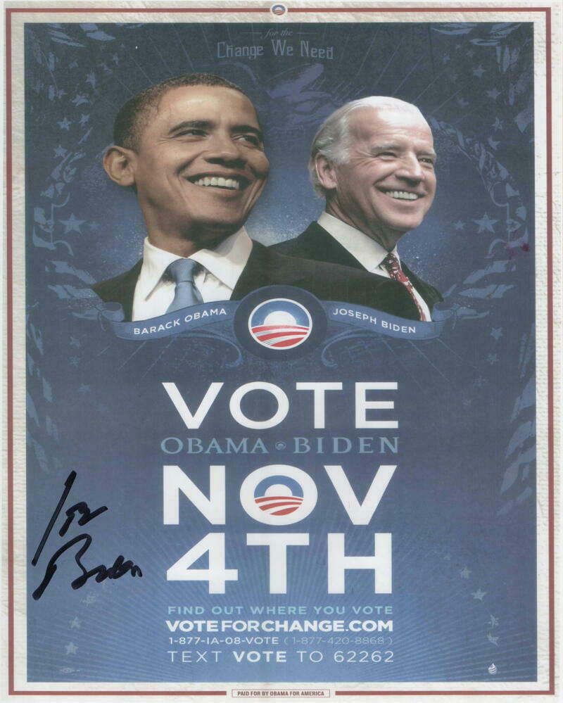 PRESIDENT JOE BIDEN SIGNED AUTOGRAPH 8X10 PHOTO - OBAMA CAMPAIGN POSTER ...