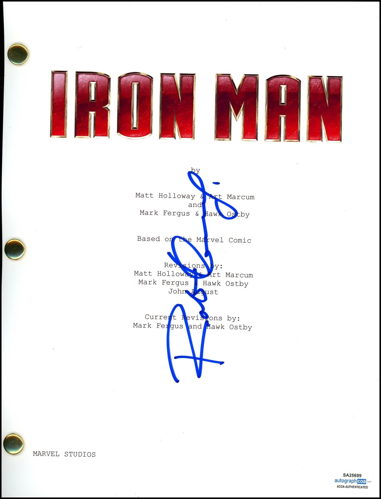 Robert Downey, Jr. "Iron Man" AUTOGRAPH Signed Complete Script ...