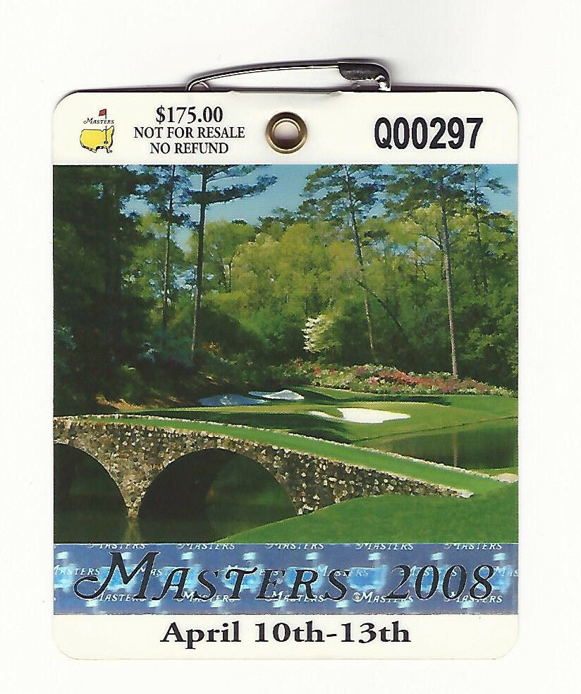2008 Masters Augusta National Golf Club Badge Ticket Trevor Immelman ...