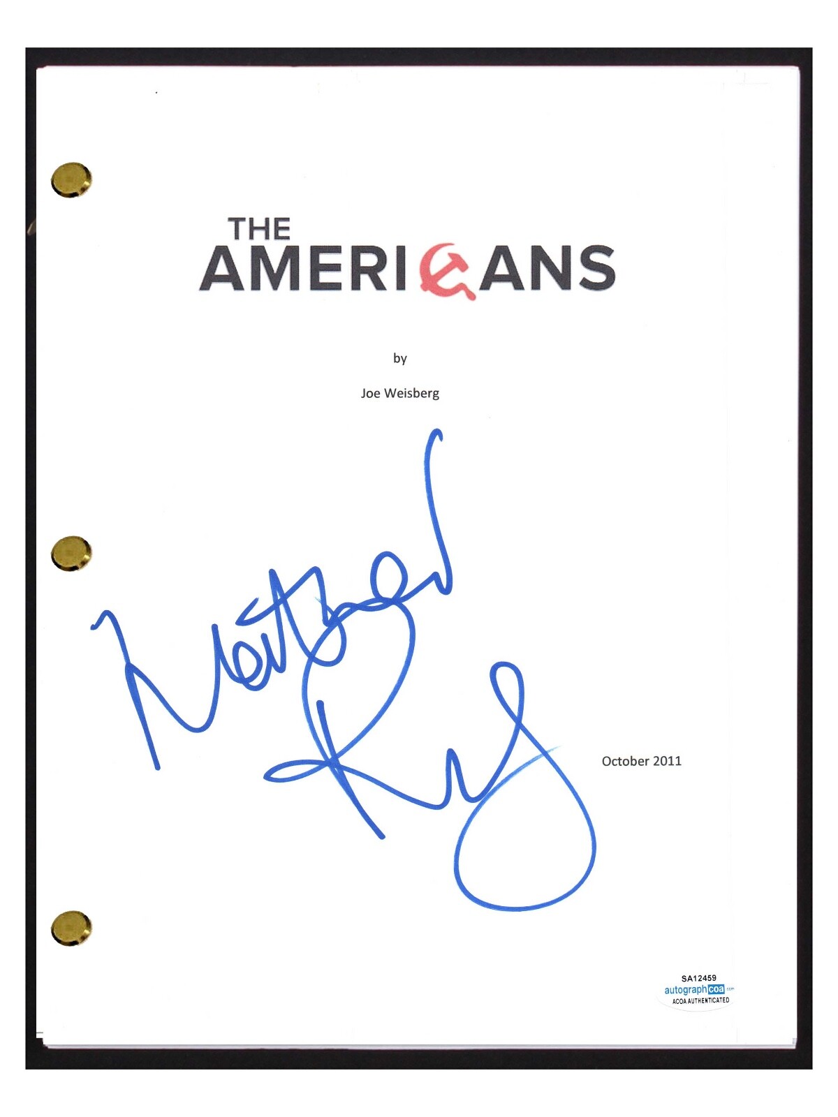 Matthew Rhys Signed Autographed THE AMERICANS Pilot Episode Script ACOA ...