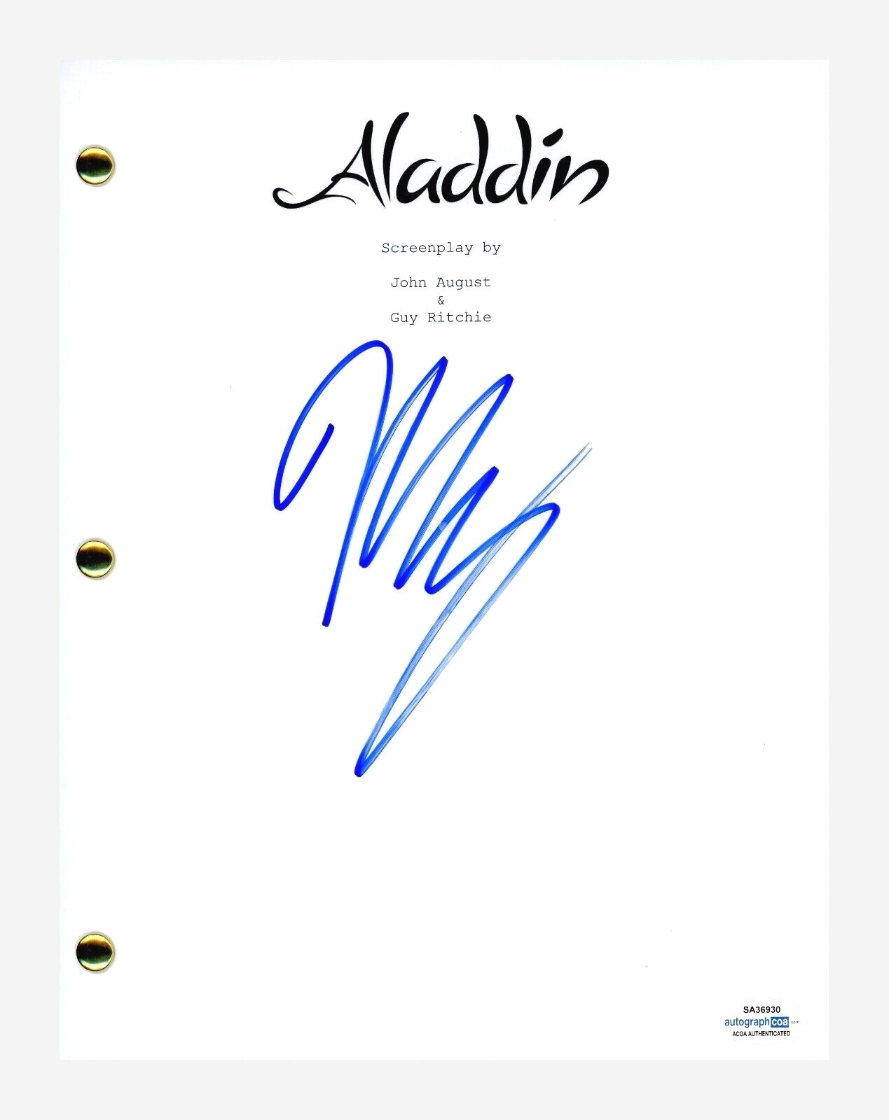 Mena Massoud Signed Autographed Aladdin Movie Script Transcript ACOA ...