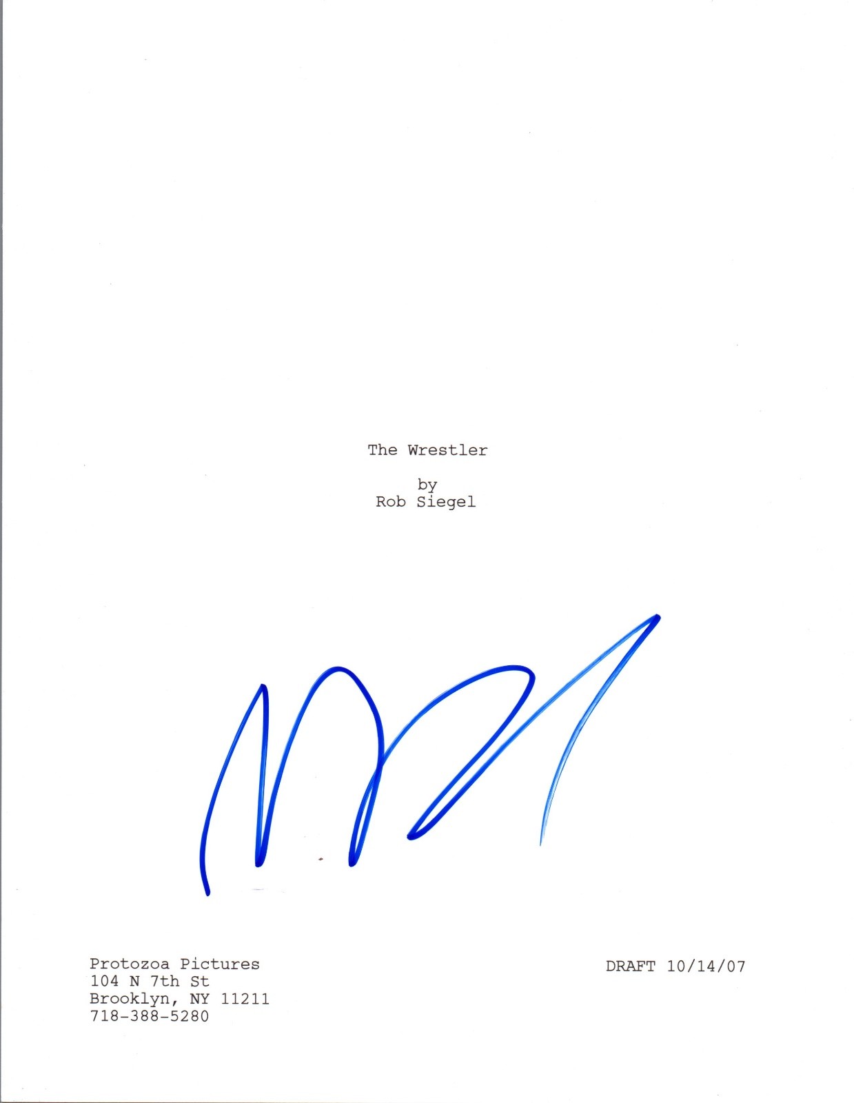 Mickey Rourke Signed Autographed THE WRESTLER Full Movie Script COA VD ...