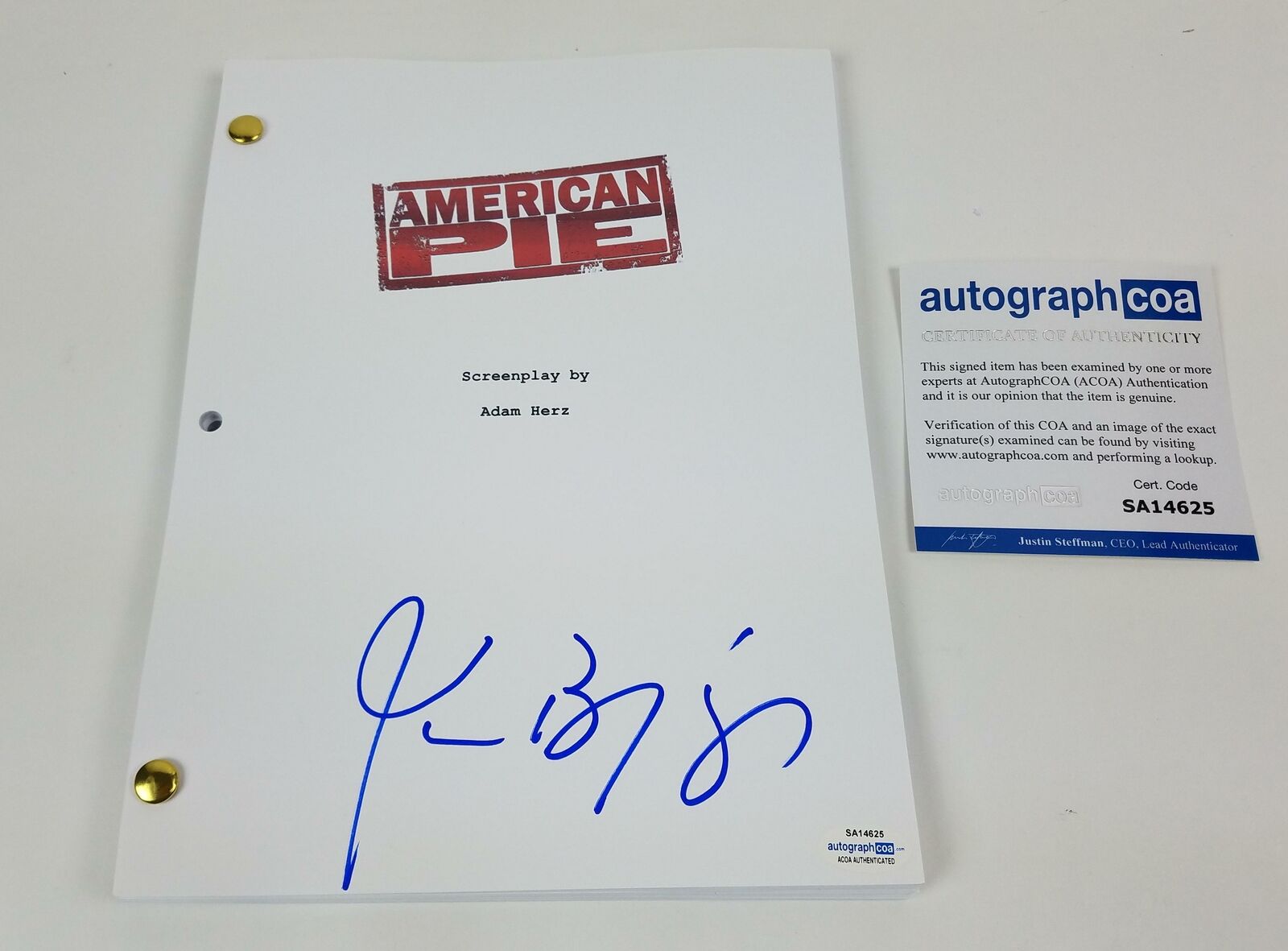 American Pie Jason Biggs Autographed Signed Script Screenplay ACOA ...
