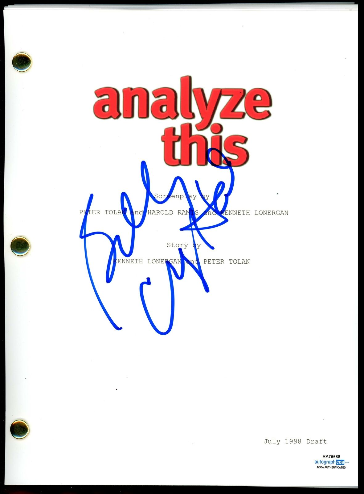 Billy Crystal "Analyze This" AUTOGRAPH Signed Full Script Screenplay ...