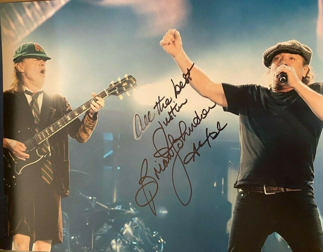 Brian Johnson signed autographed 11x14 photo Extremely Rare AC/DC Angus ...