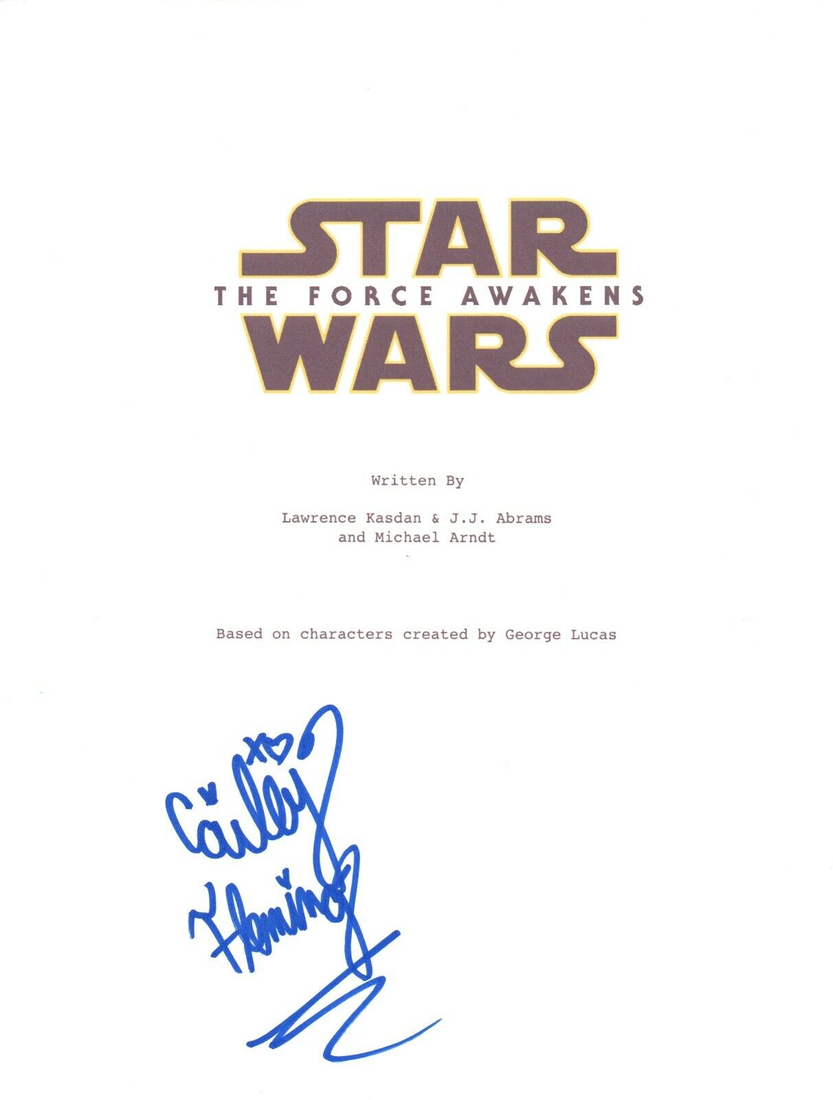Cailey Fleming Signed Autograph Star Wars The Force Awakens Script ...