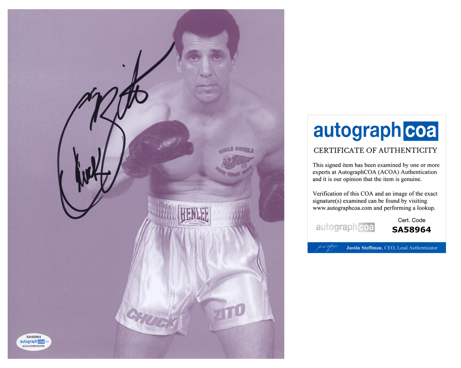 Chuck Zito Signed 8x10 Photo Sons Of Anarchy Hells Angels Boxer Oz ACOA ...