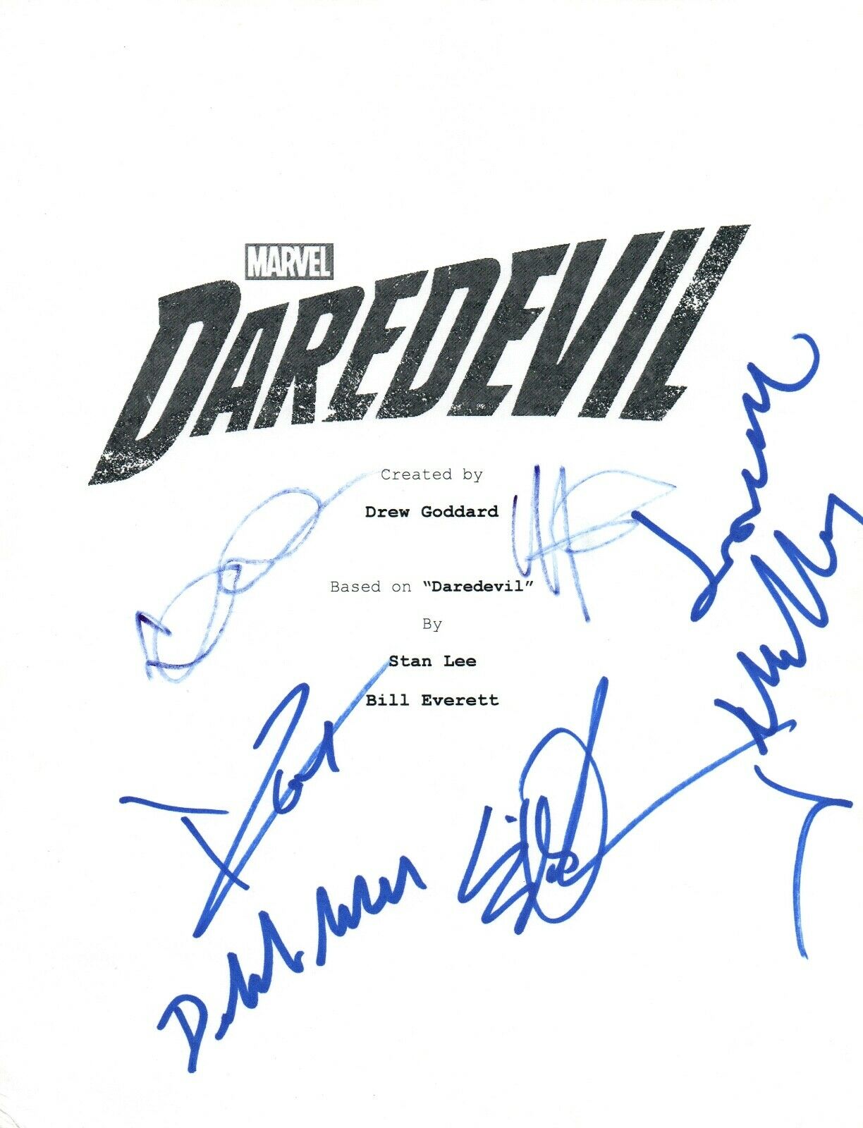 DAREDEVIL Cast Signed Autographed Pilot Script Charlie Cox + 5 COA ...