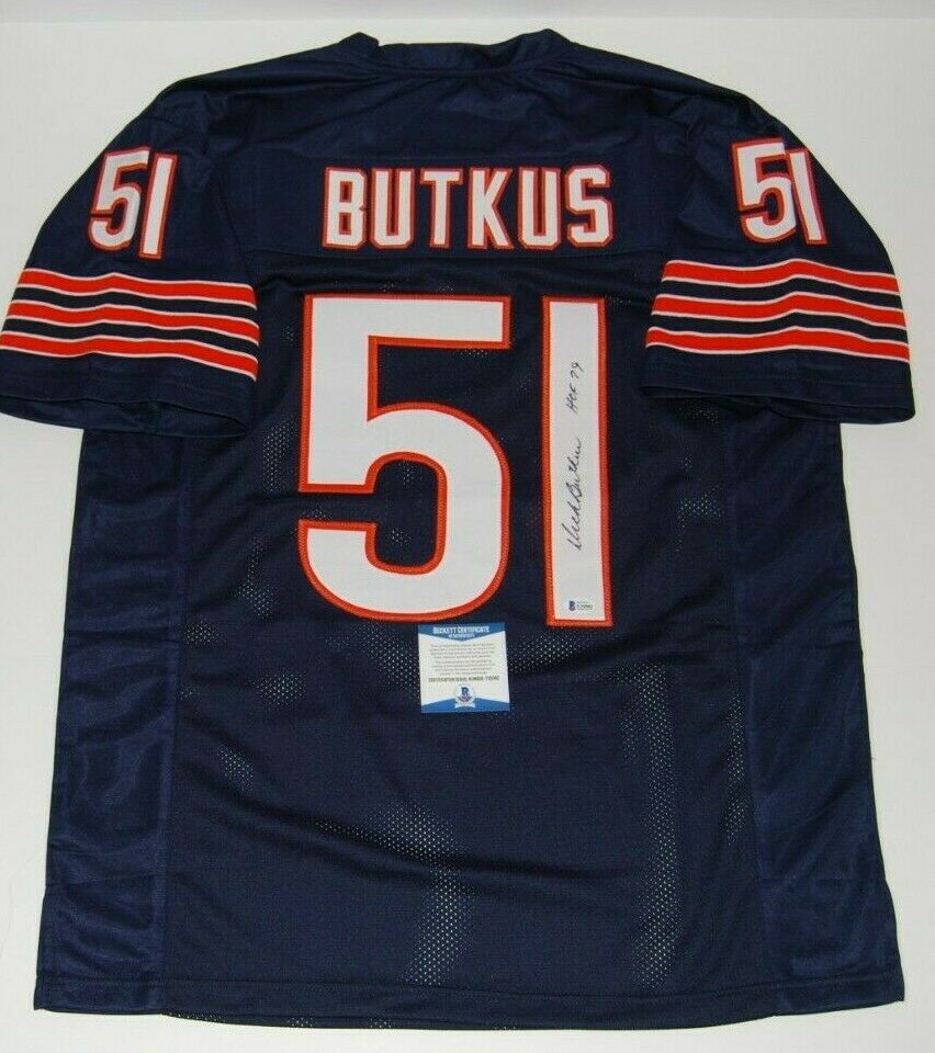 DICK BUTKUS signed (CHICAGO BEARS) custom Navy (XL) #51 football jersey ...