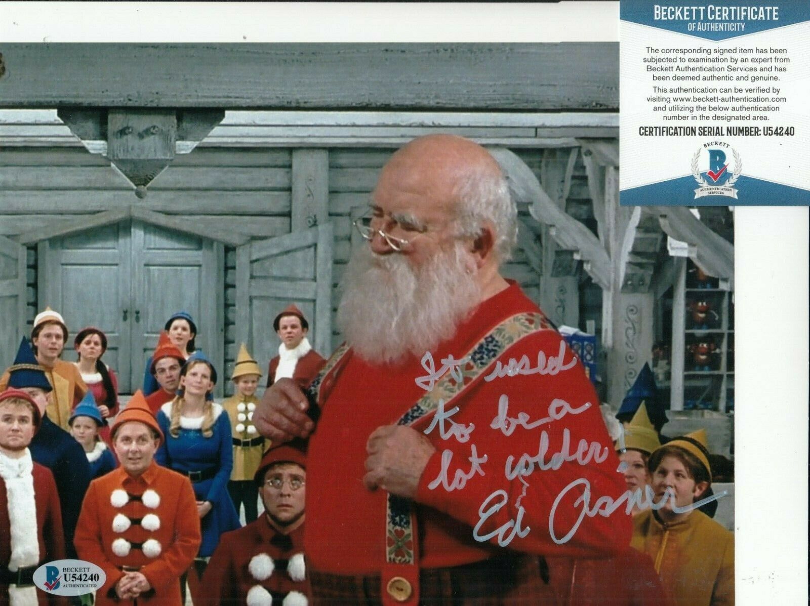 EDWARD ASNER signed (ELF) Movie *Santa* 8X10 photo BECKETT BAS U54240 ...
