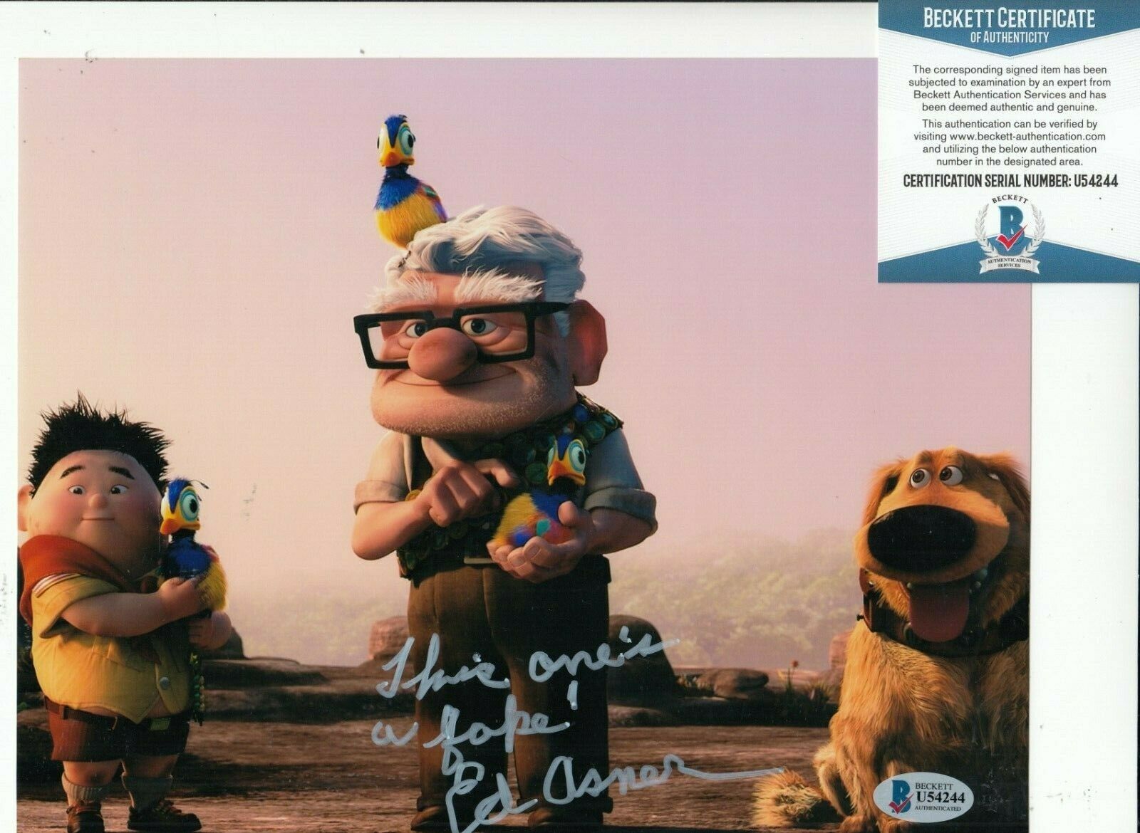 EDWARD ASNER signed (UP) Disney Movie *Carl* 8X10 photo BECKETT BAS ...