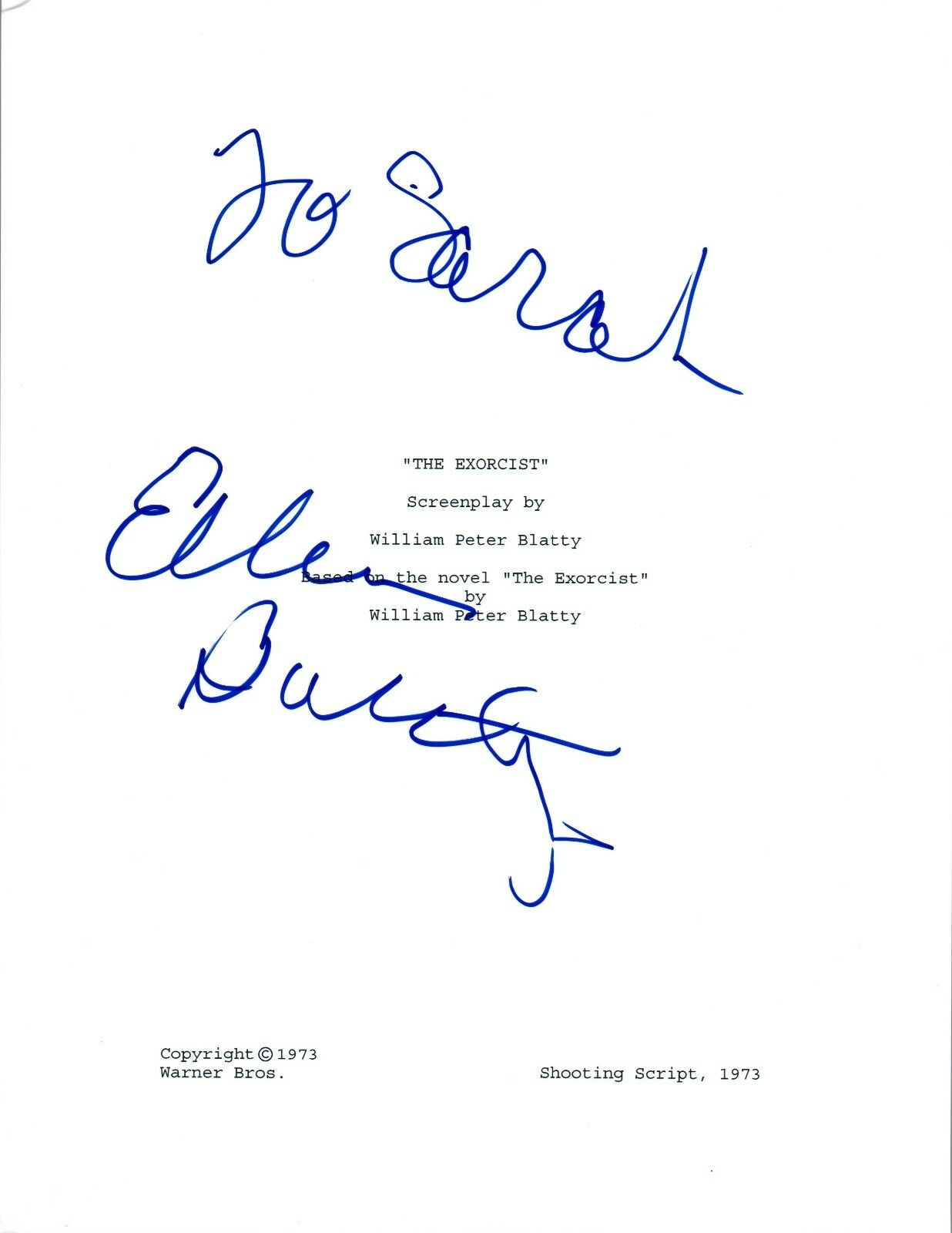 Ellen Burstyn Signed Autograph The Exorcist Full Movie Script Coa
