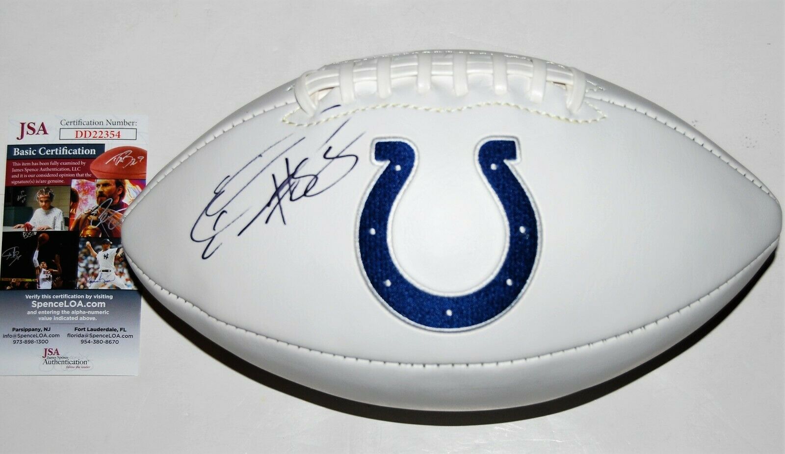 ERIC EBRON signed (INDIANAPOLIS COLTS) logo autographed football JSA ...