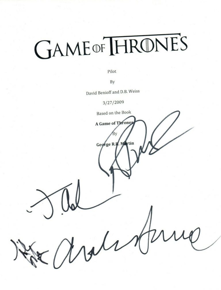 GAME OF THRONES Cast Signed Pilot Script x4 R Dormer Gillen Anderson ...