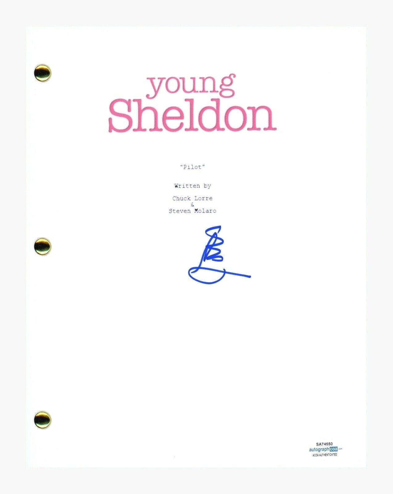 Iain Armitage Signed Autographed Young Sheldon Pilot Script Screenplay ...