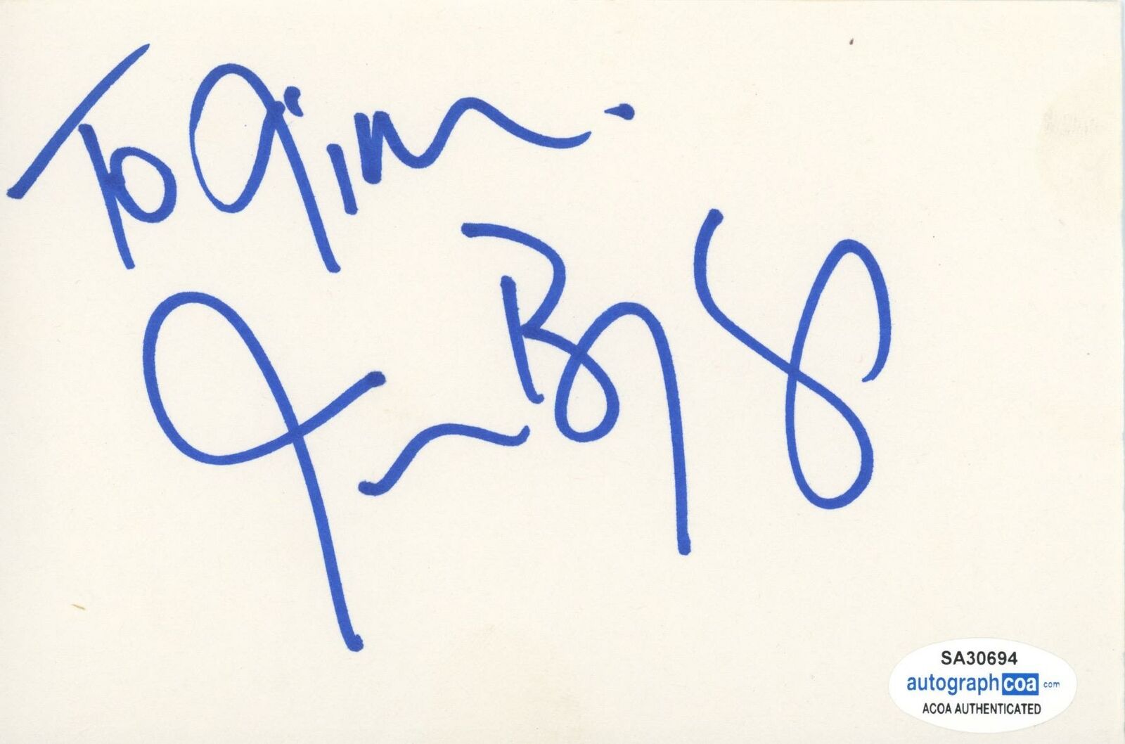 Jason Biggs Autographed Signed Index Card ACOA Collectible Memorabilia ...