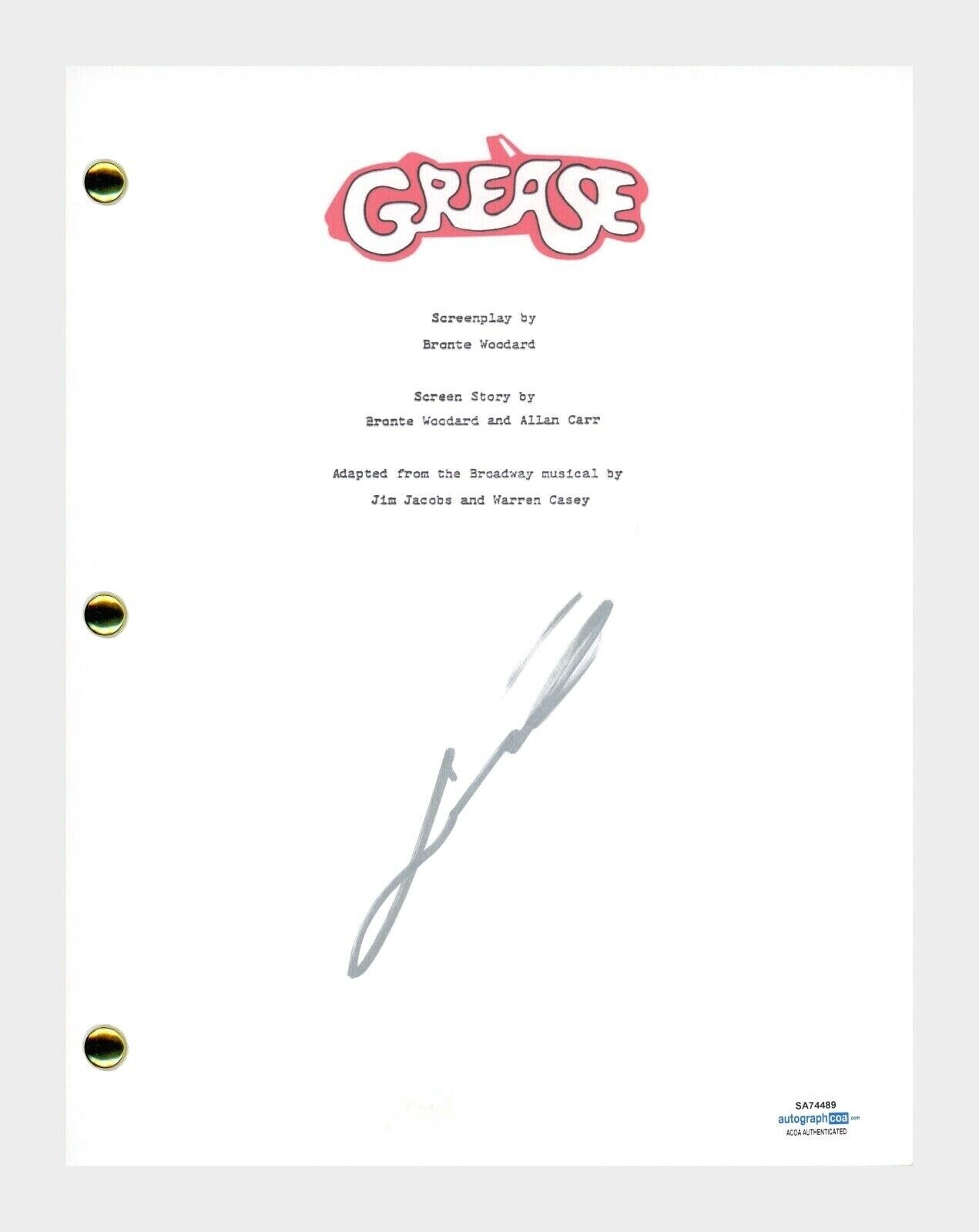 John Travolta Signed Autographed Grease Movie Script Screenplay ACOA ...