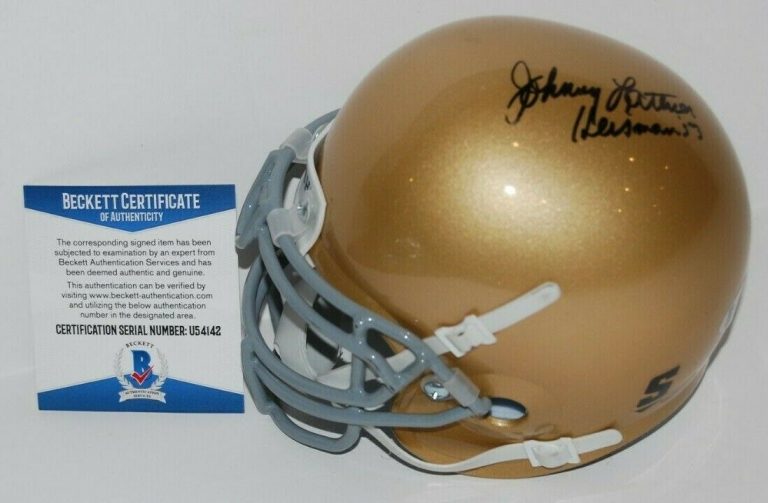 JOHNNY LATTNER signed (NOTRE DAME FIGHTING IRISH) mini football helmet ...