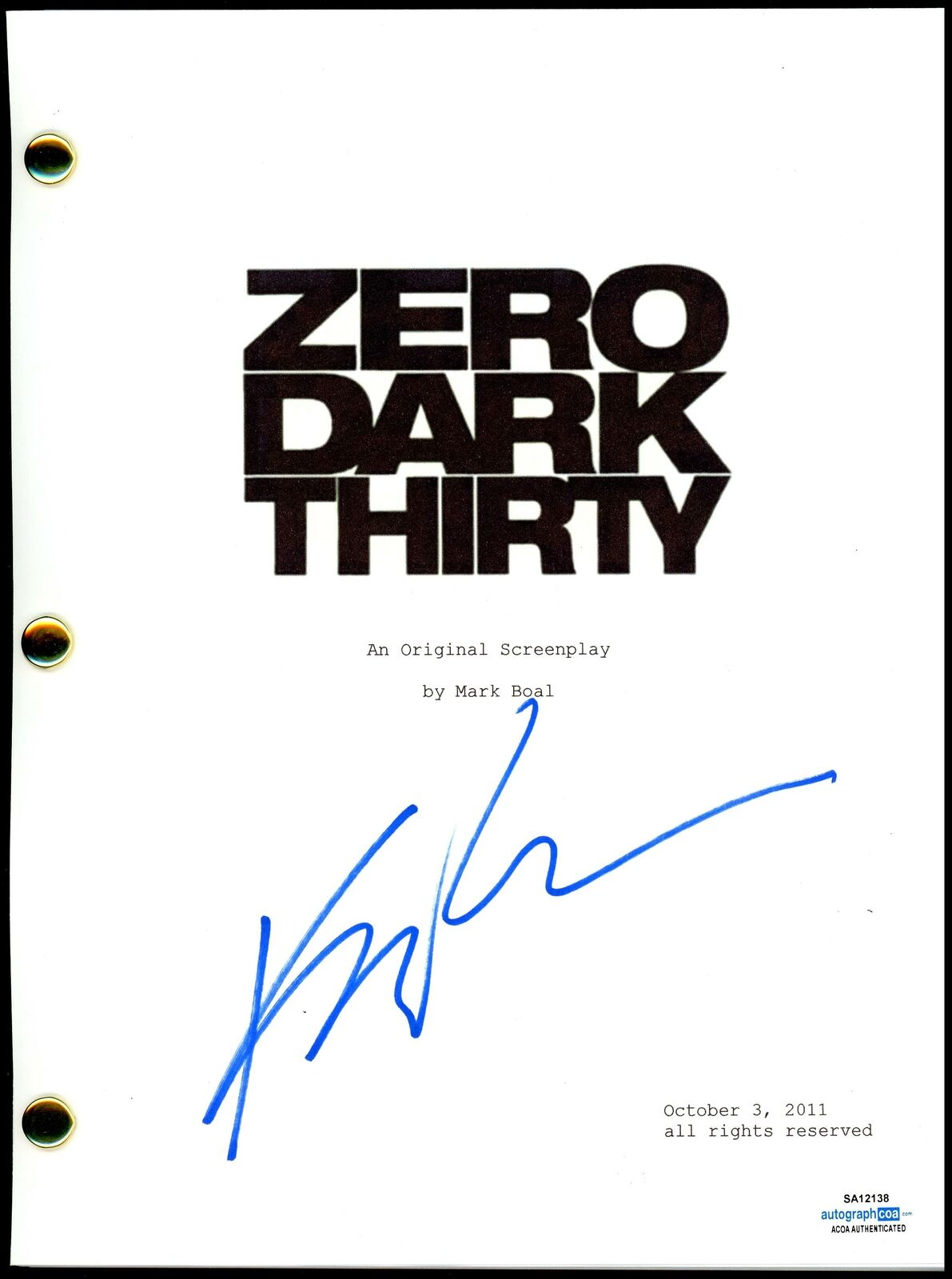 Kathryn Bigelow "Zero Dark Thirty" AUTOGRAPH Signed Full Script Screenplay ACOA Collectible ...