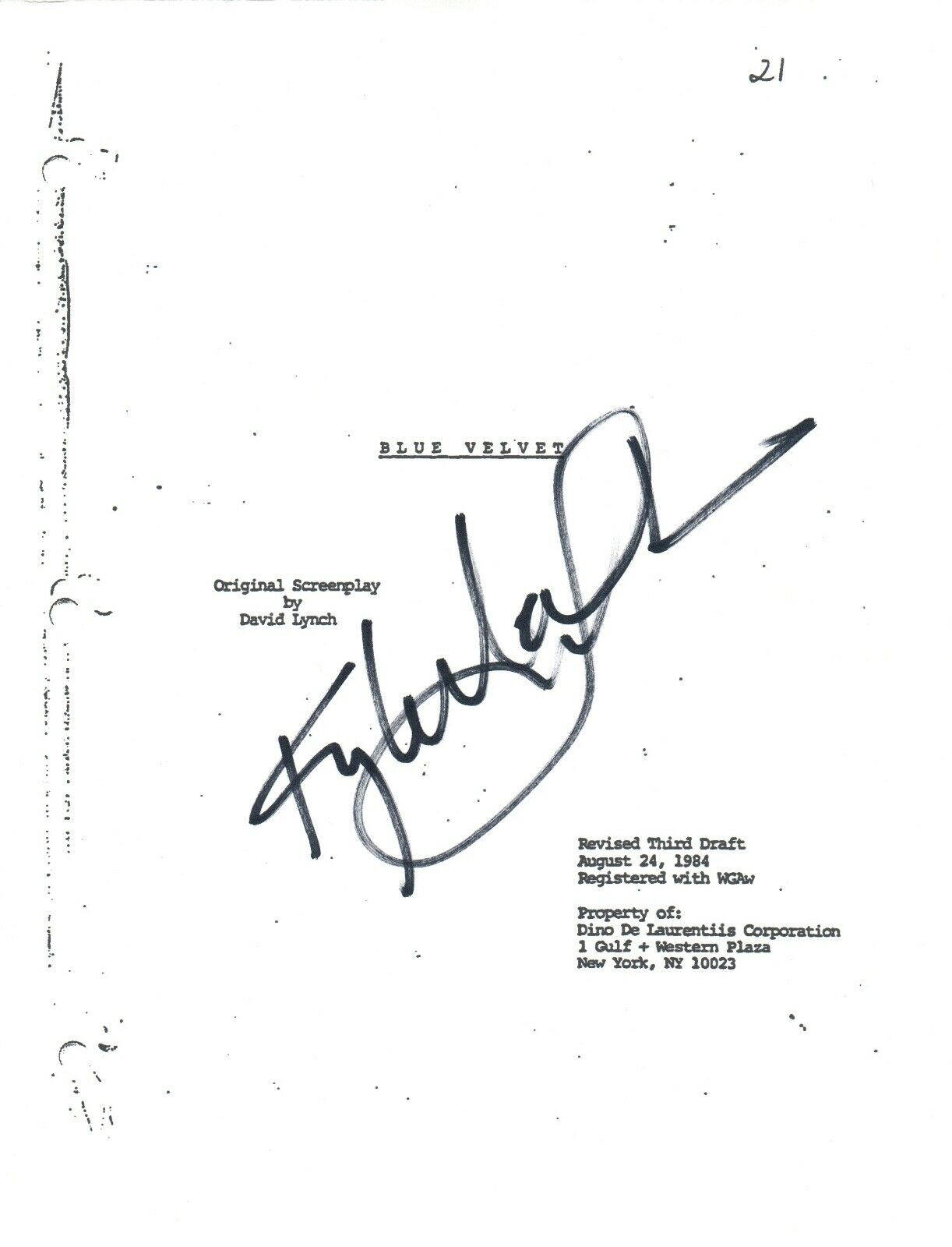 Kyle MacLachlan Signed Autographed BLUE VELVET Movie Script COA ...