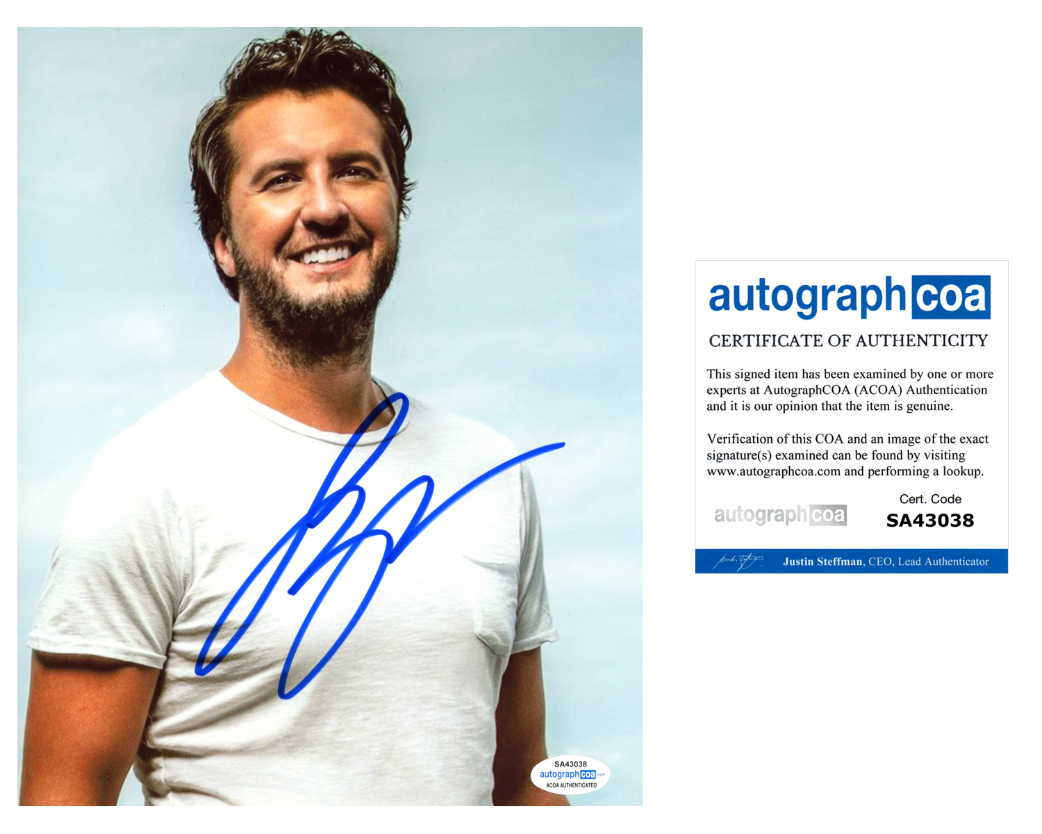 Luke Bryan Signed Autographed 8x10 Photo Country Music Star ACOA COA ...