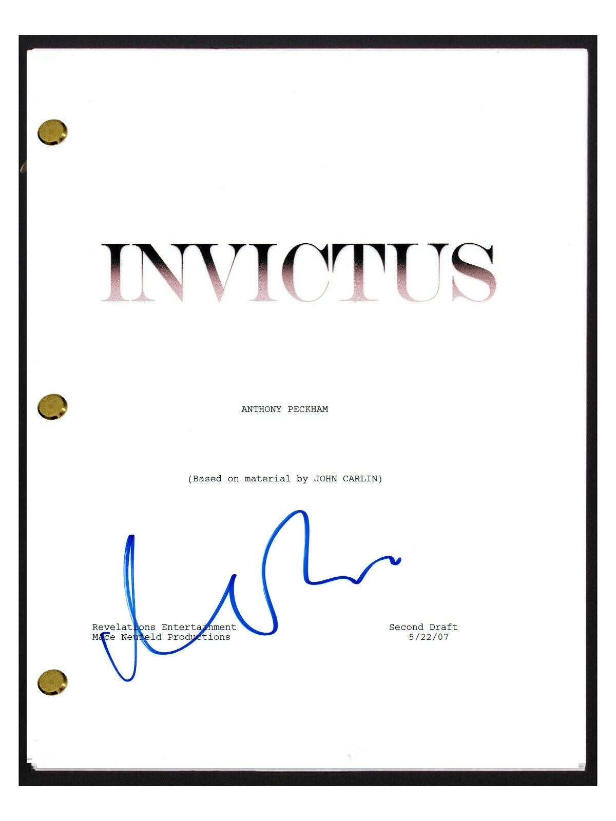 Matt Damon Signed Autographed INVICTUS Movie Script Screenplay COA ...