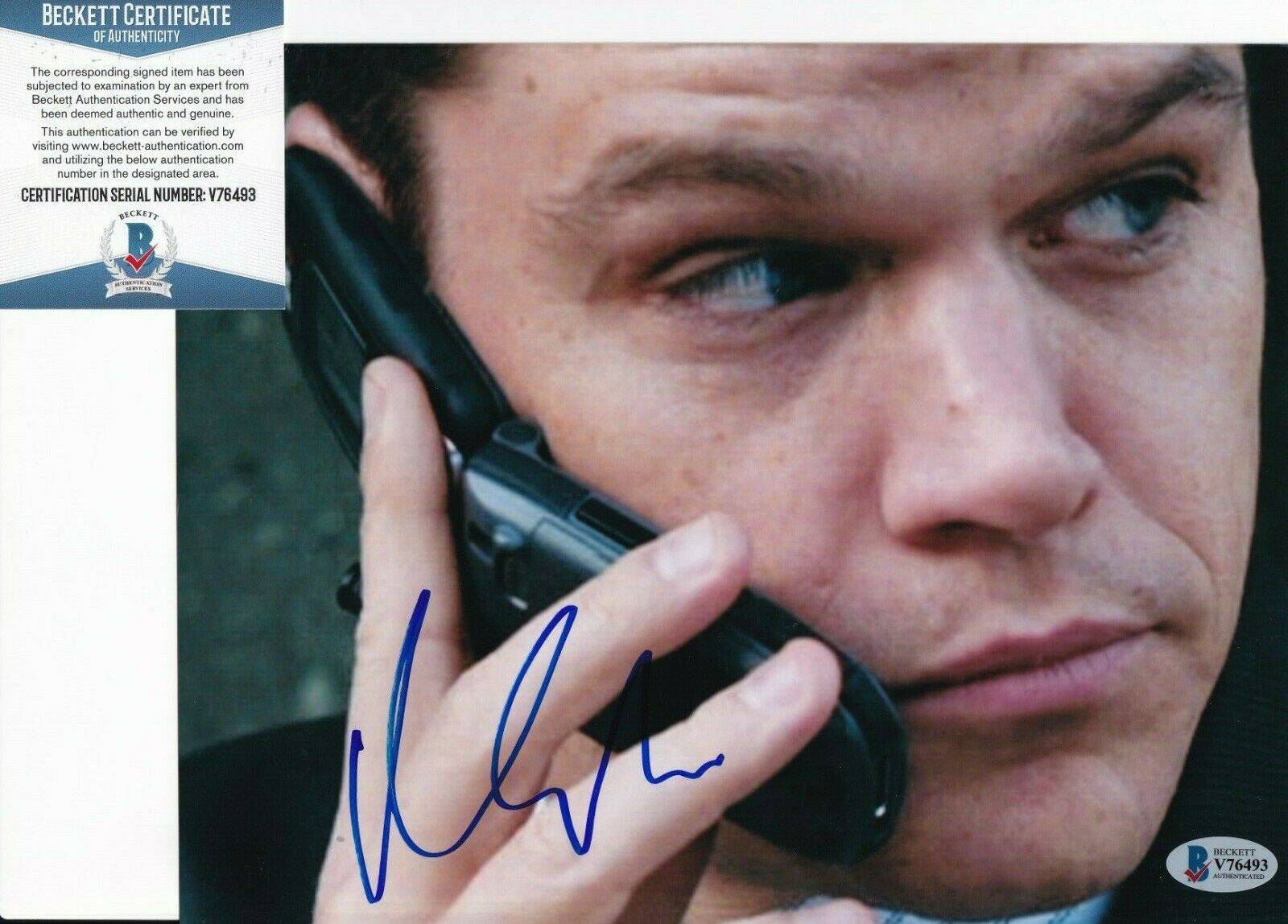 MATT DAMON signed (THE DEPARTED) Colin 8X10 movie photo BECKETT BAS ...