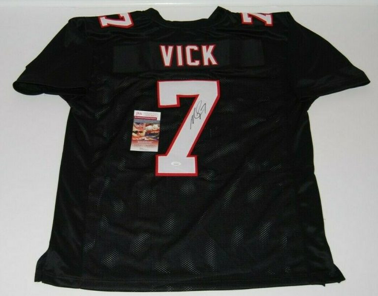 MICHAEL VICK signed (ATLANTA FALCONS) Custom Black football jersey JSA ...