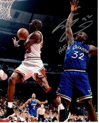 SHAQUILLE SHAQ O'NEAL Signed NBA Basketball MICHAEL JORDAN Photo w ...