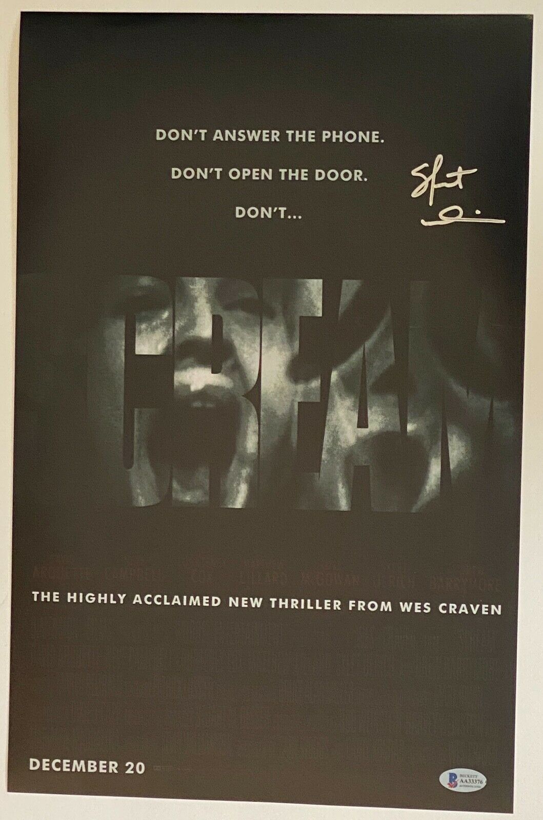 Skeet Ulrich Signed Autographed Scream 11x17 Movie Poster Photo Beckett ...