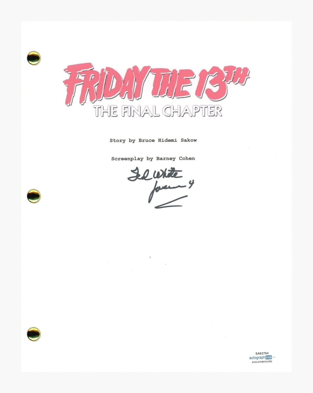 Ted White Signed Friday The 13th The Final Chapter Movie Script Jason 4 ...