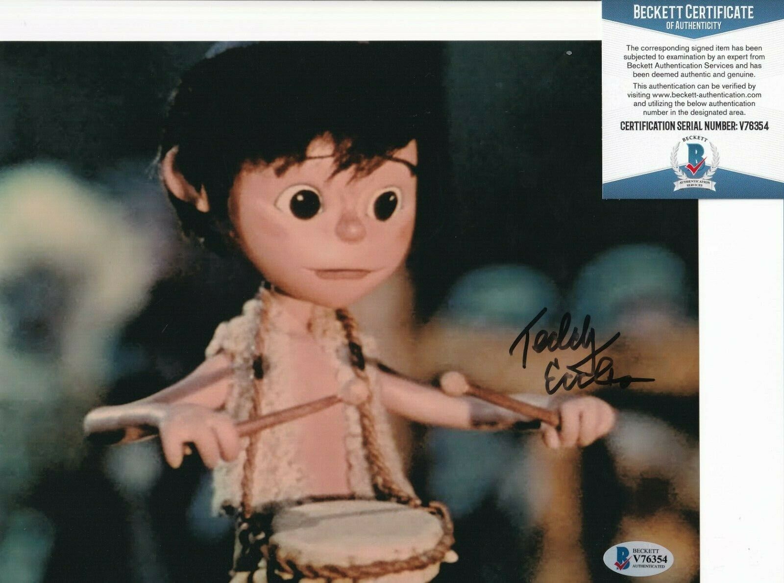 TEDDY ECCLES signed (THE LITTLE DRUMMER BOY) 8X10 photo BECKETT BAS ...