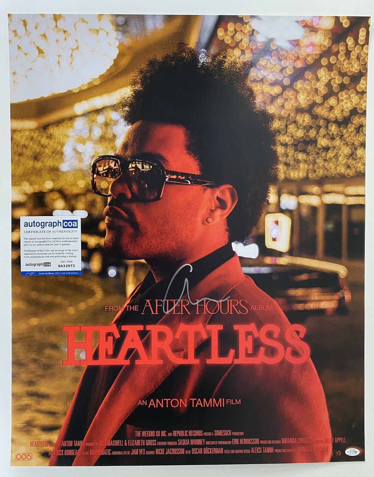 The Weeknd Autographed Signed After Hours Heartless Poster ACOA ...