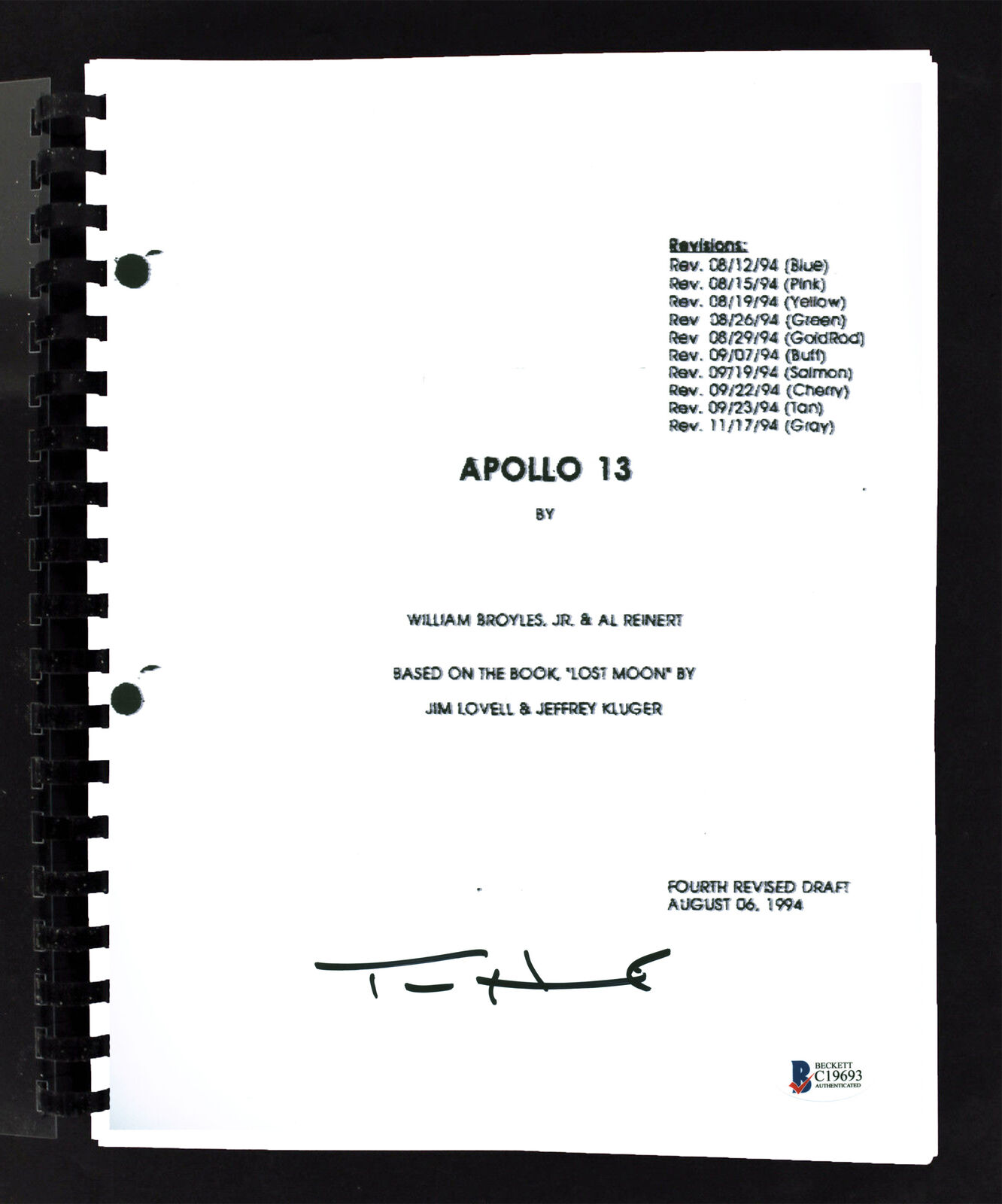 Tom Hanks Apollo 13 Authentic Signed Movie Script Autographed BAS # ...