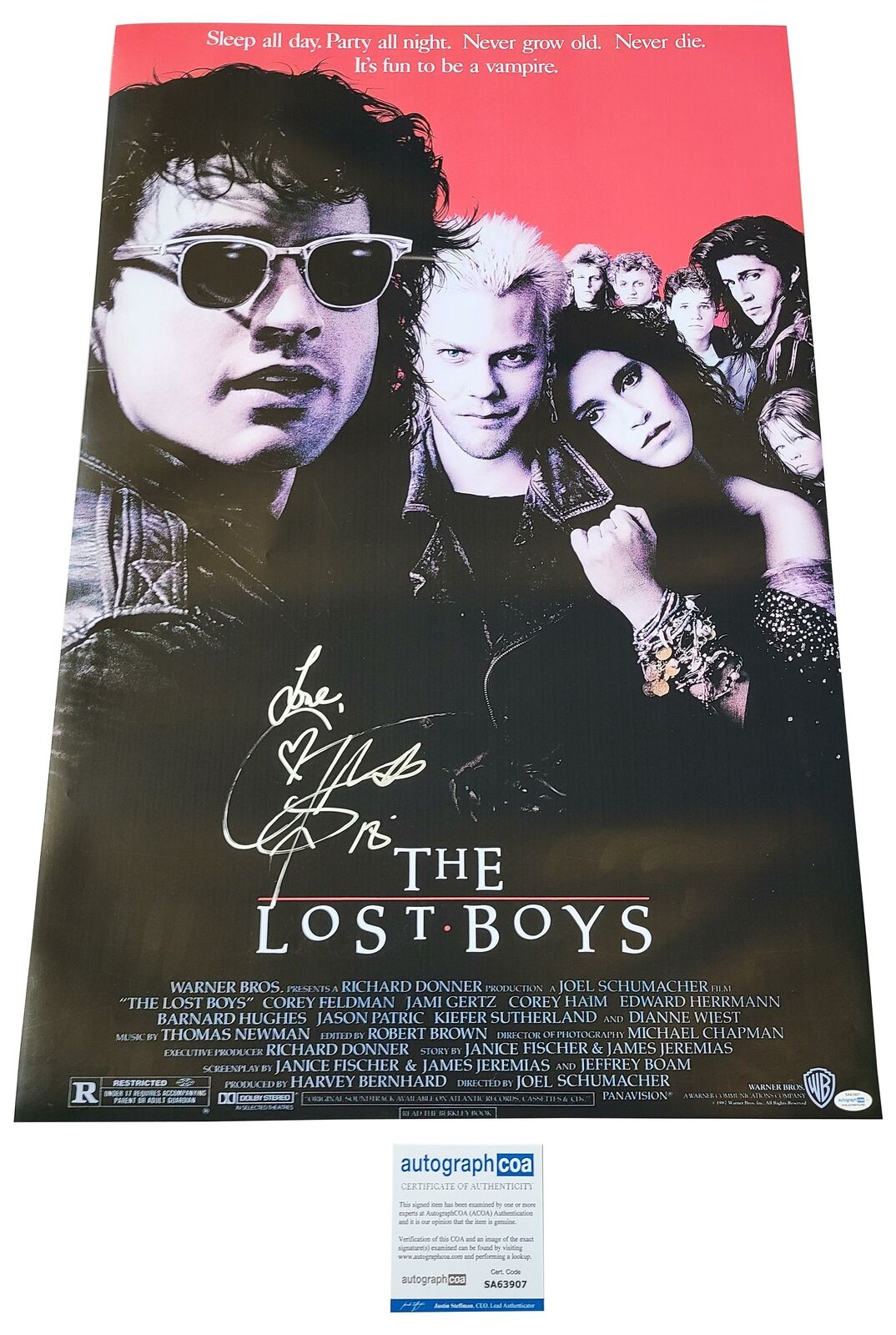 Corey Feldman Autographed "Love" The Lost Boys Movie Poster ACOA ...